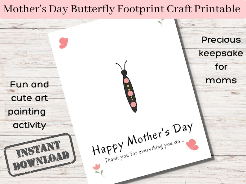 Mother's Day Butterfly Footprint Art, DIY Footprint Craft, Footprint ...