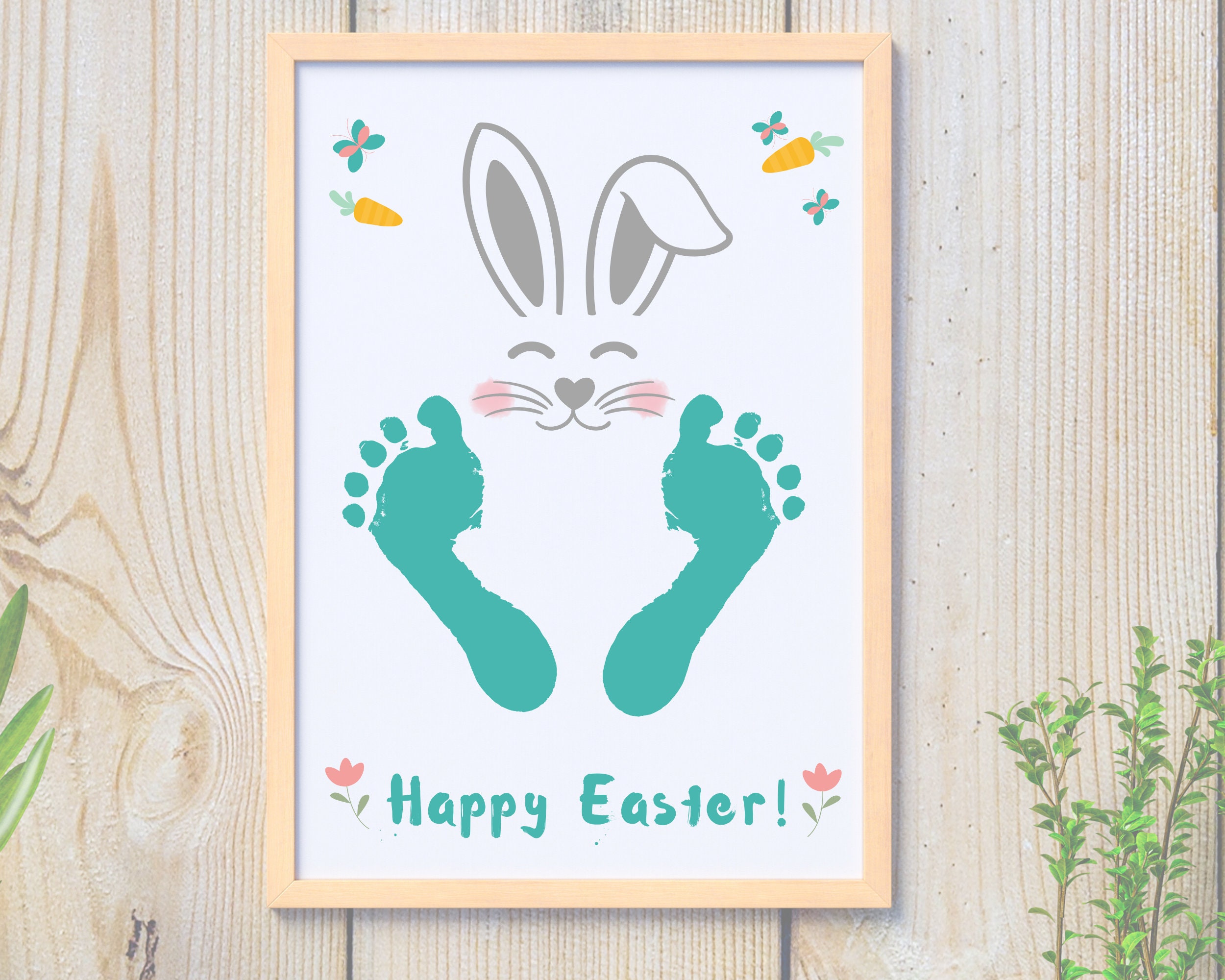 Easter Bunny Footprint Craft Printable, Baby First Easter Footprint Art ...