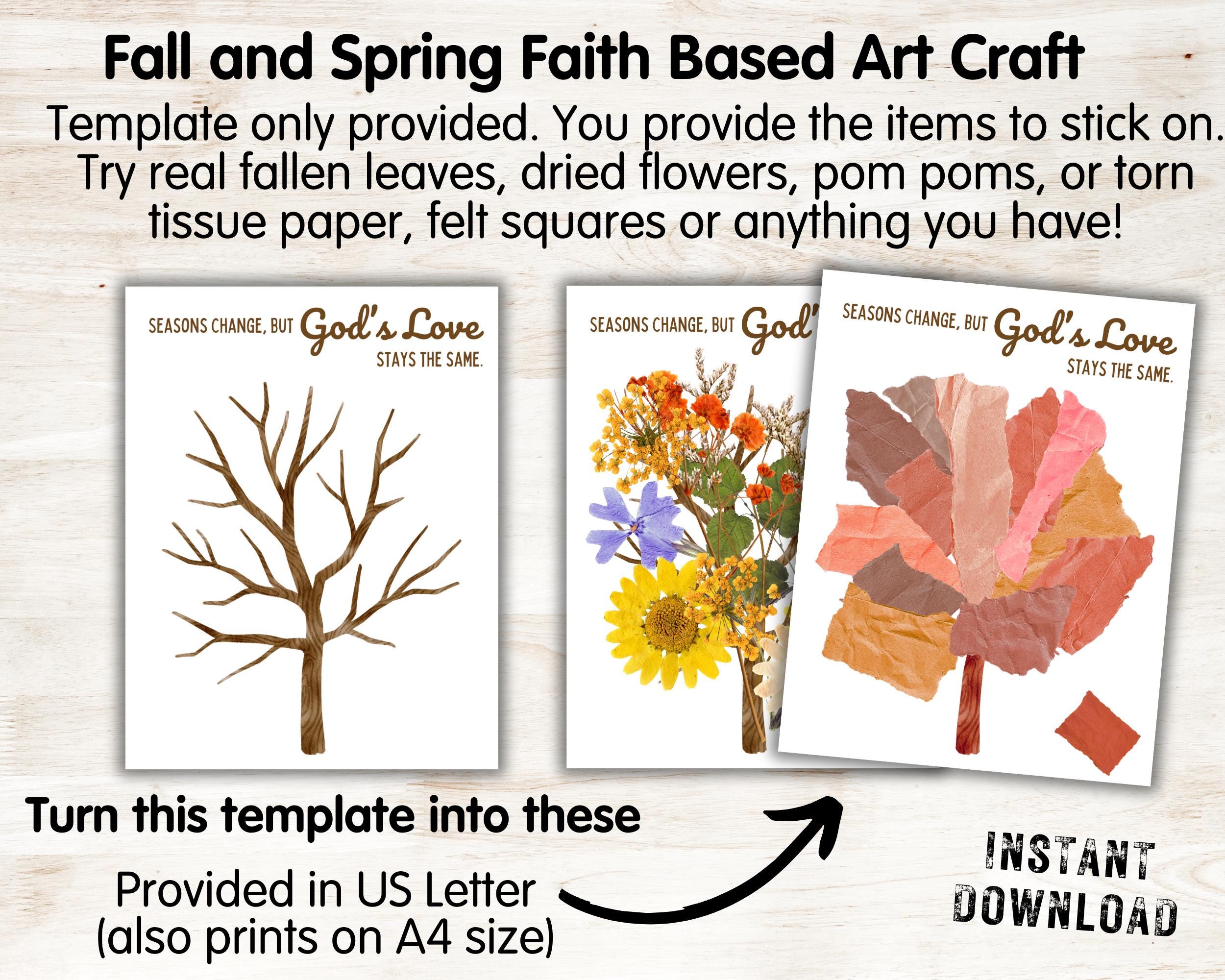 Seasons Change Bible Craft, Kids Sunday School Tree Leaves Activity ...