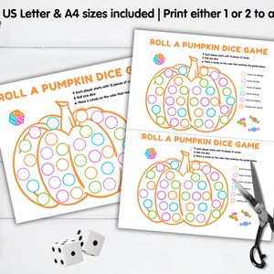 Roll A Pumpkin Dice Game, Jack O Lantern Halloween Party Game, Fall ...
