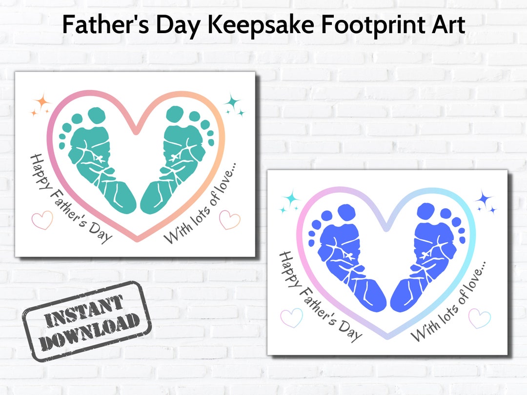 Father's Day Footprint Art, Fathers Day Keepsake, DIY Gift for Dad ...