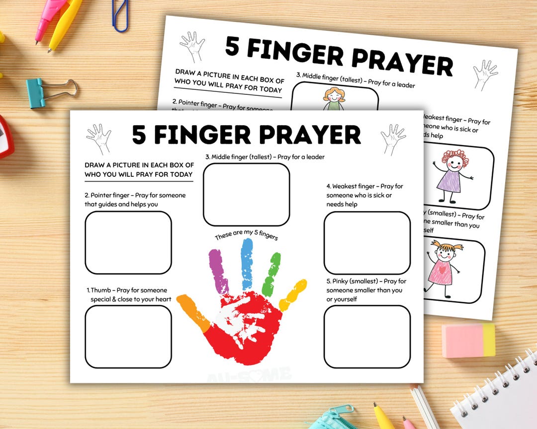 5 Finger Prayer Handprint Art Craft Printable, Kids Five Finger Prayer ...