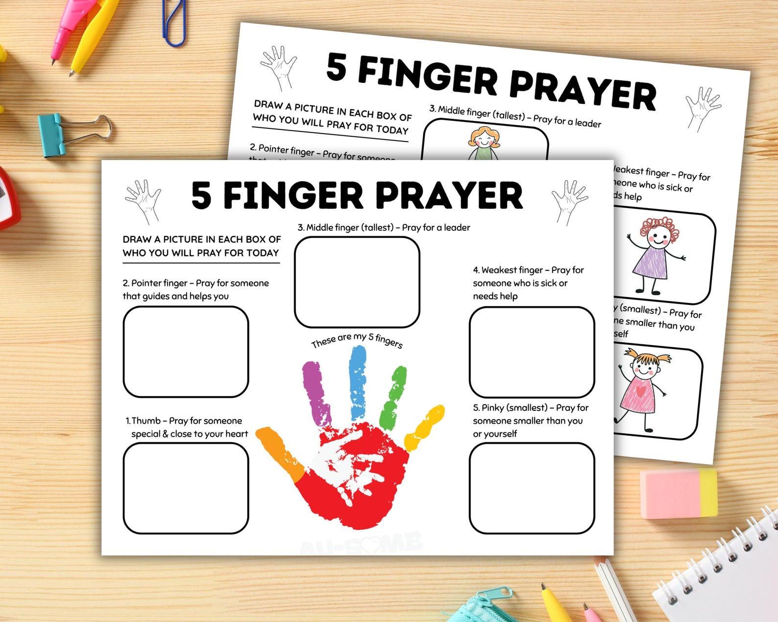 5 Finger Prayer Handprint Art Craft Printable, Kids Five Finger Prayer ...