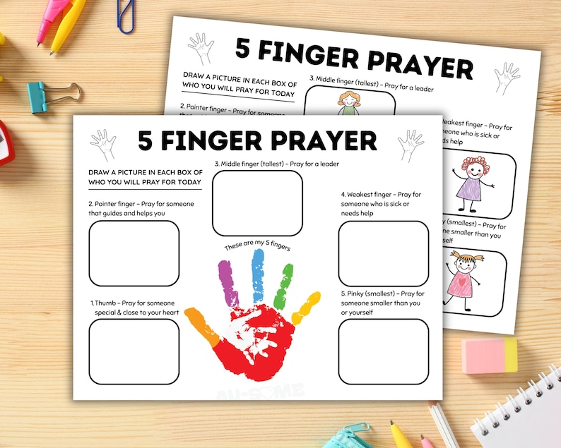 5 Finger Prayer Handprint Art Craft Printable, Kids Five Finger Prayer ...