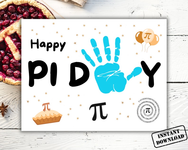 Pi Day Handprint Craft Art, Pi Day Classroom Activity, Pi Day Keepsake ...