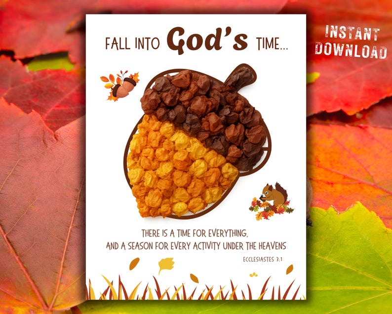 Fall Tissue Paper Craft, Acorn Torn Paper Template, Sunday School Bible ...