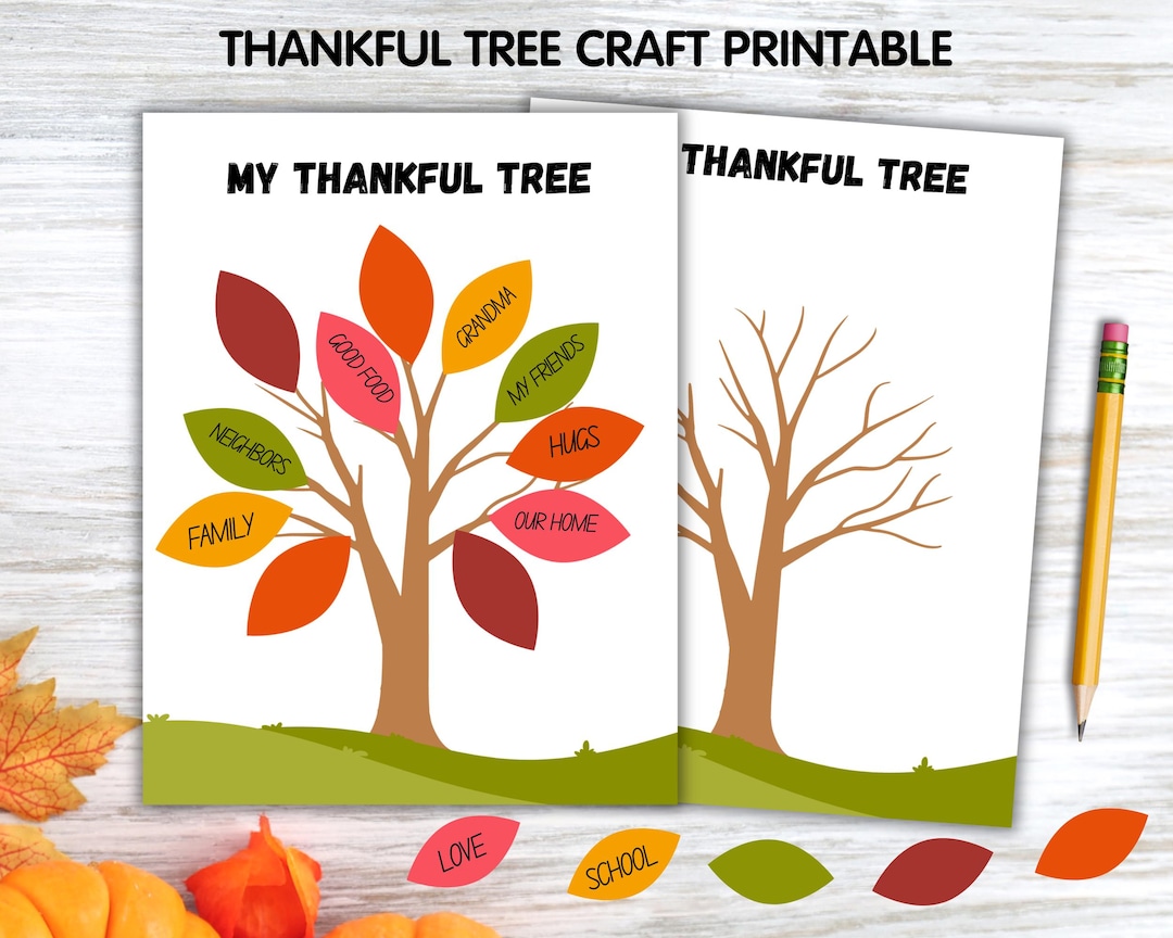 Thankful Tree Craft Printable, Gratitude Tree Activity Template, Kids ...