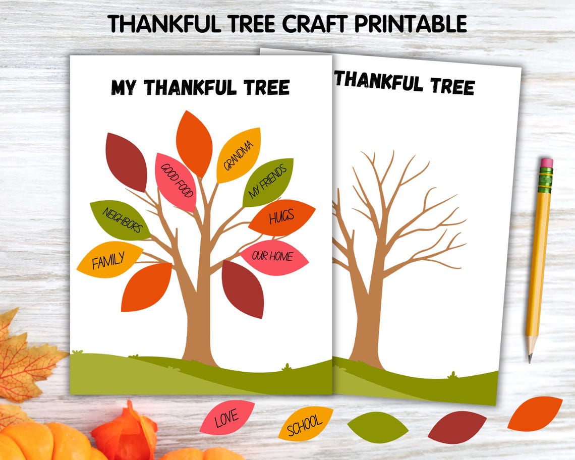 Thankful Tree Craft Printable, Gratitude Tree Activity Template, Kids ...