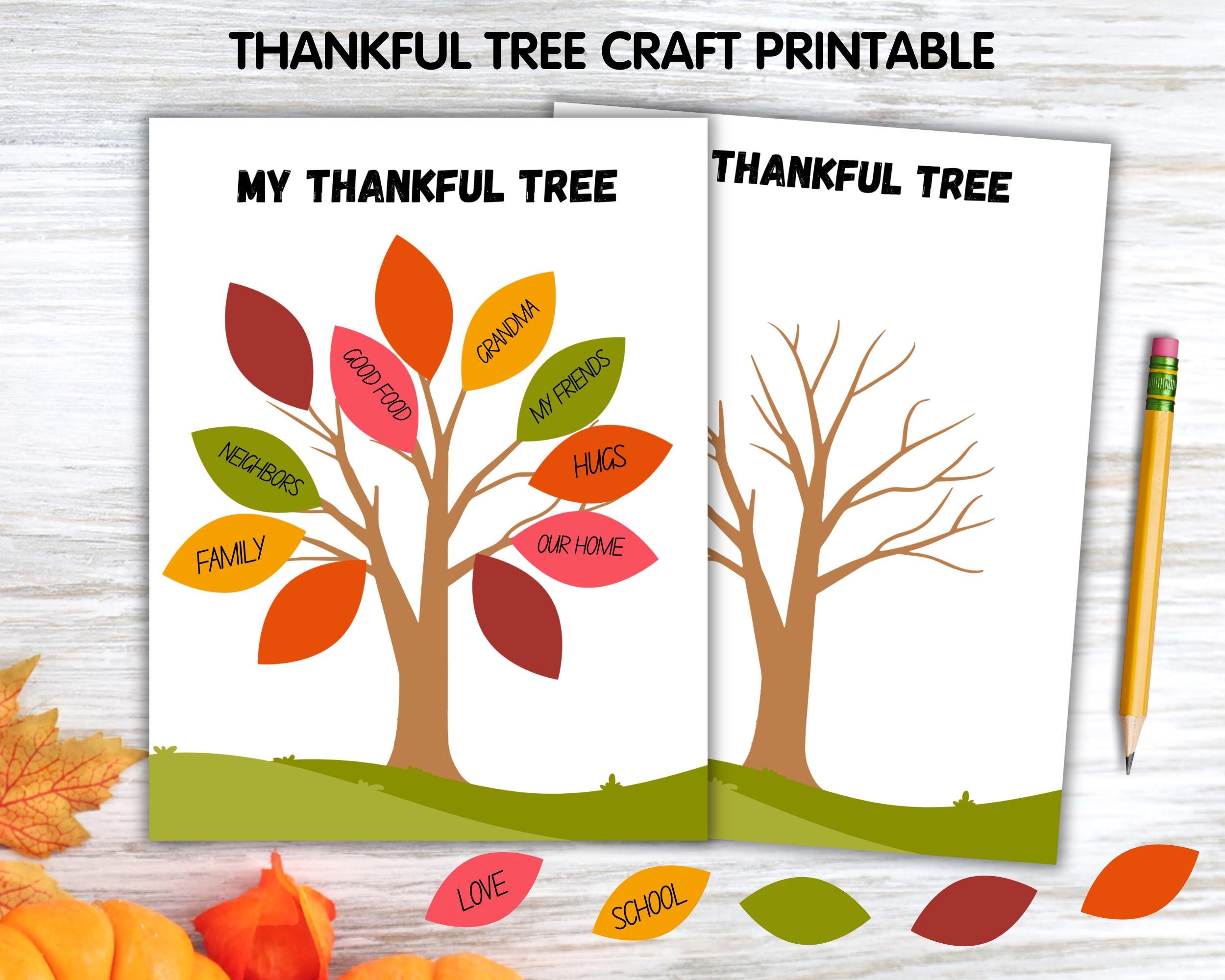Thankful Tree Craft Printable, Gratitude Tree Activity Template, Kids ...