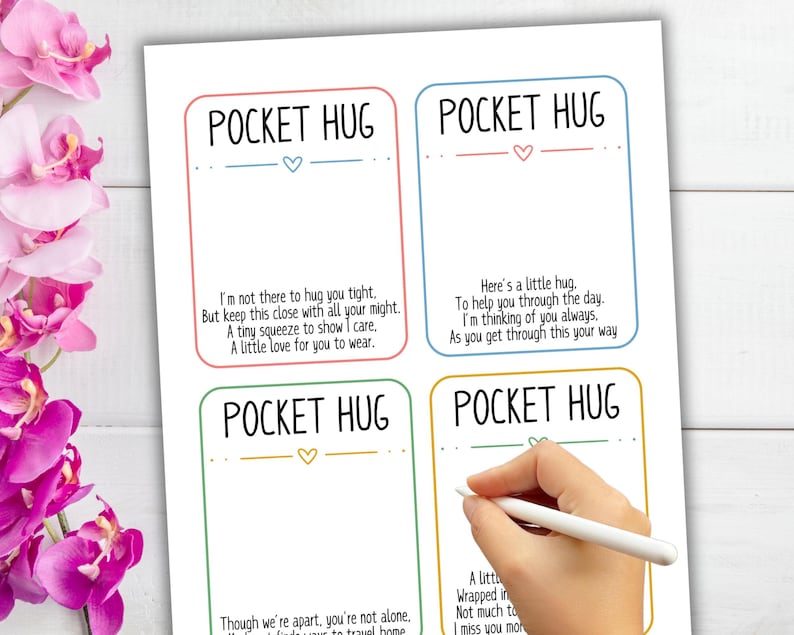Pocket Hug Card Tag, Pocket Heart Poem Printable Token, DIY Packaging Handmade Crochet Hugs ...