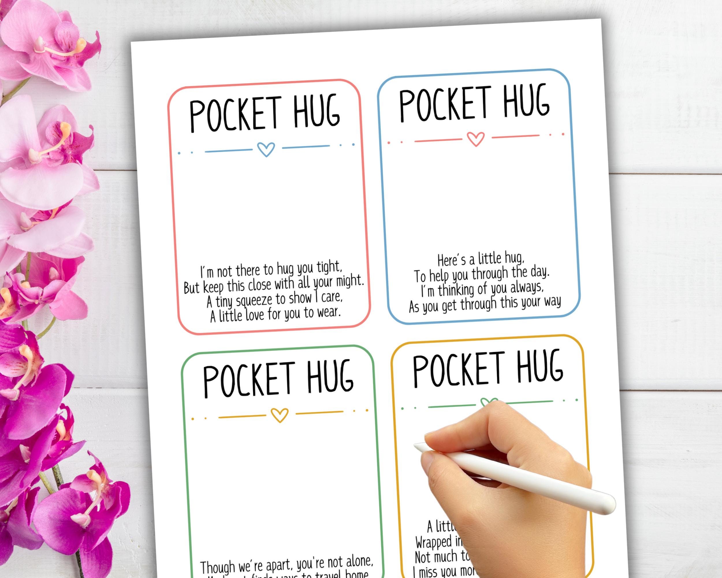 Pocket Hug Card Tag, Pocket Heart Poem Printable Token, DIY Packaging ...