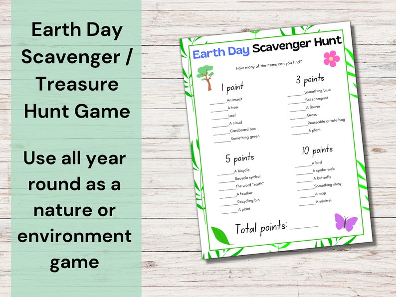 Earth Day Scavenger Hunt Printable, Nature Scavenger Hunt, Happy Earth ...