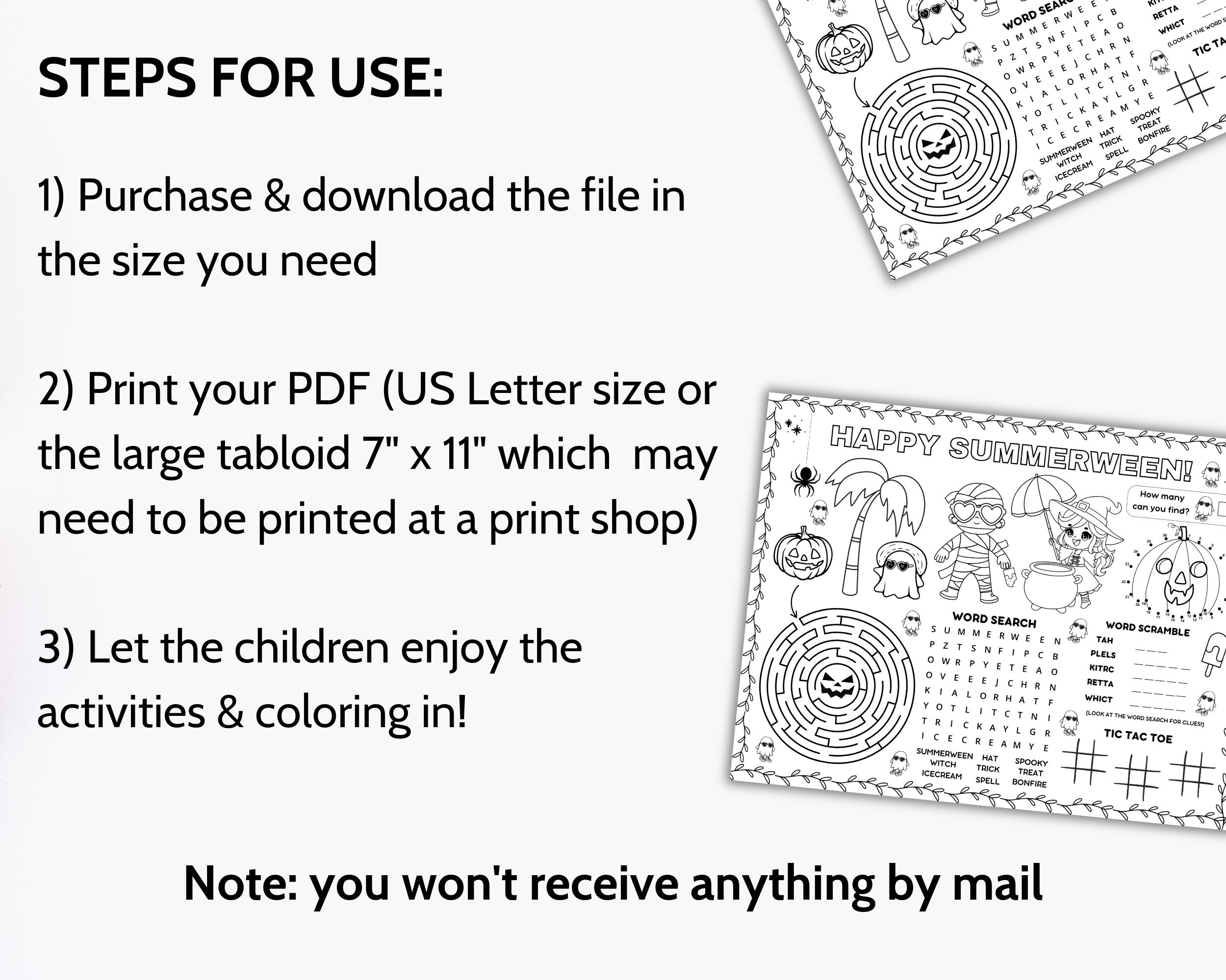 Summerween Activity Mat Printable, Summer Halloween Coloring Sheet ...