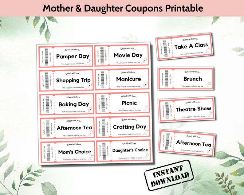 Coupon Book for Mom, Mother's Day Coupon Book Printable, Birthday ...