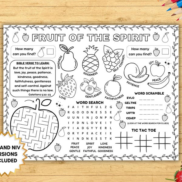 Coloring Pages Kids Fruit - Etsy