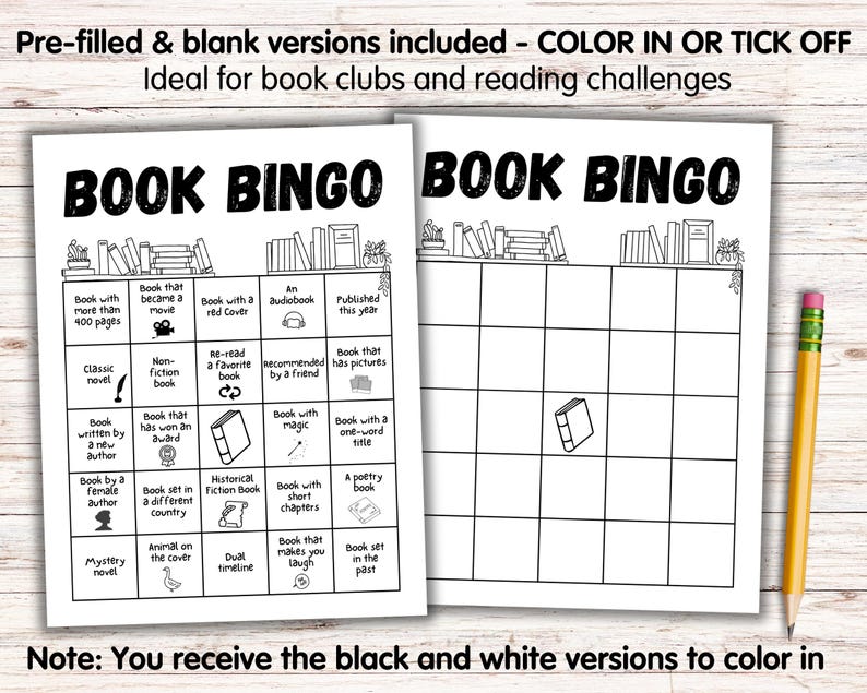 Book Bingo Reading Challenge, Reading Log Game Tracker Template, Book ...