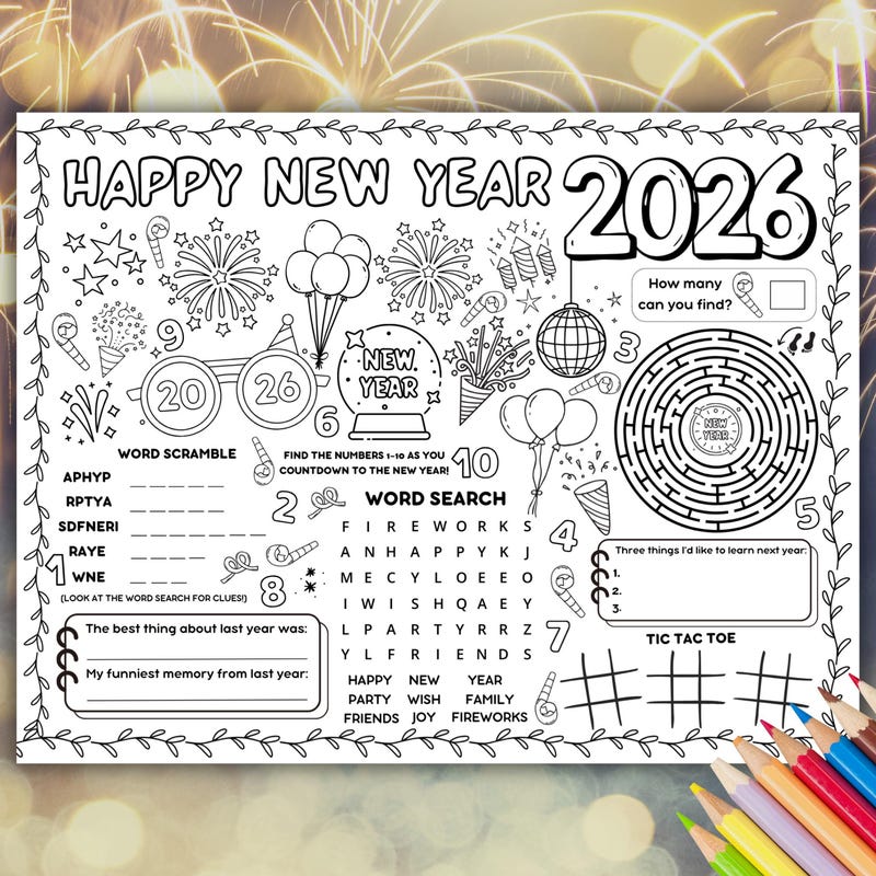 Nye Printable Placemats - Etsy