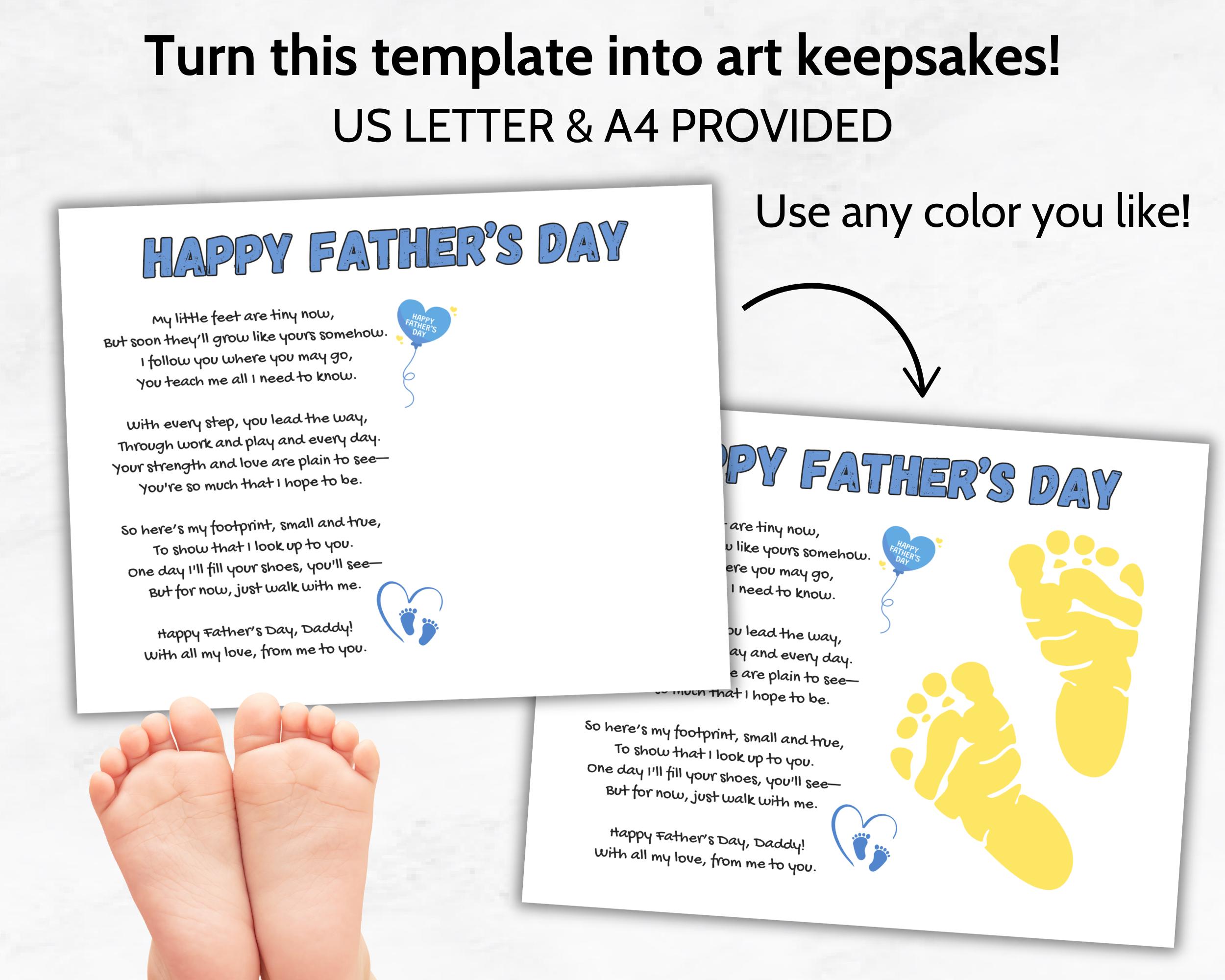 Father's Day Poem Footprint Craft, Daddy Handprint Art Printable, Best ...