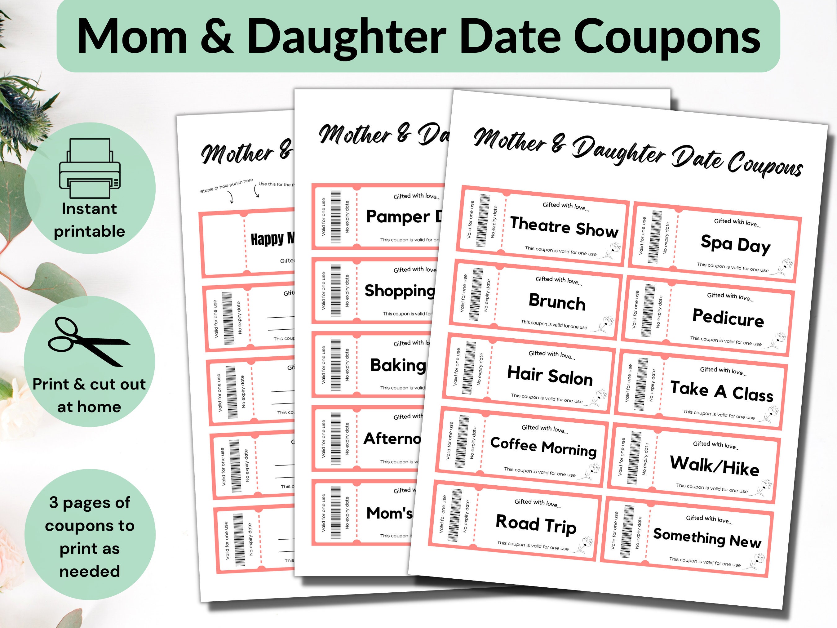 Coupon Book for Mom, Mother's Day Coupon Book Printable, Birthday ...