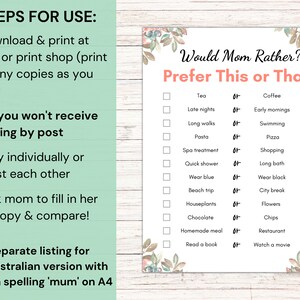 Who Knows Mom Best, Would Mom Rather, Mom Trivia Game, Would You Rather ...