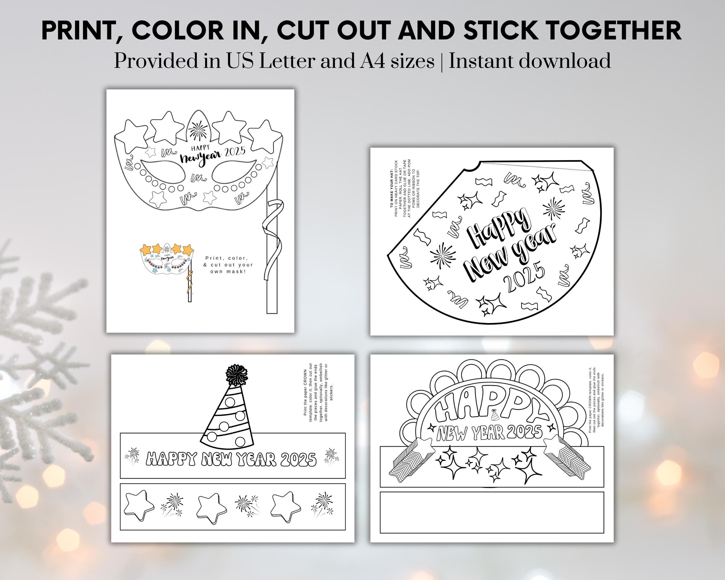 New Years Eve Craft, 2025 New Year Craft Bundle Pack, Kids NYE Paper ...