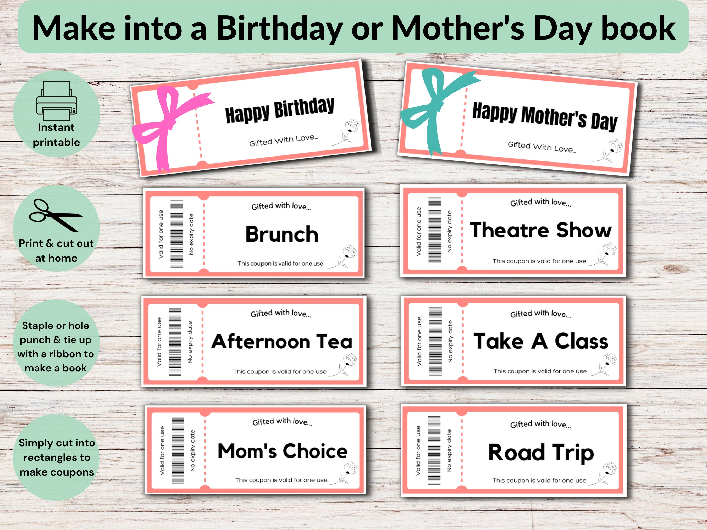 Coupon Book for Mom, Mother's Day Coupon Book Printable, Birthday ...