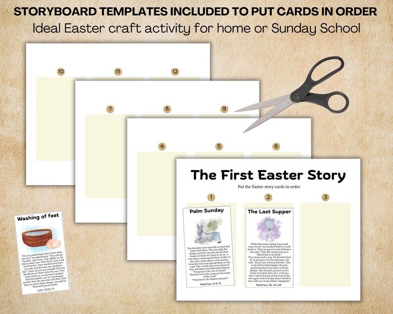Easter Story Scripture Cards, Christian Bible Verse Cards, Sunday ...