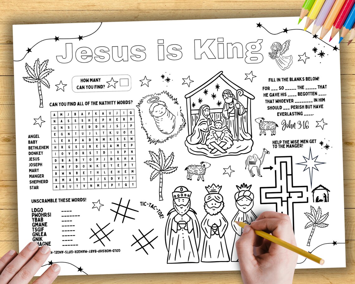 Nativity Activity Placemat Printable, Christian Birth of Jesus Craft ...