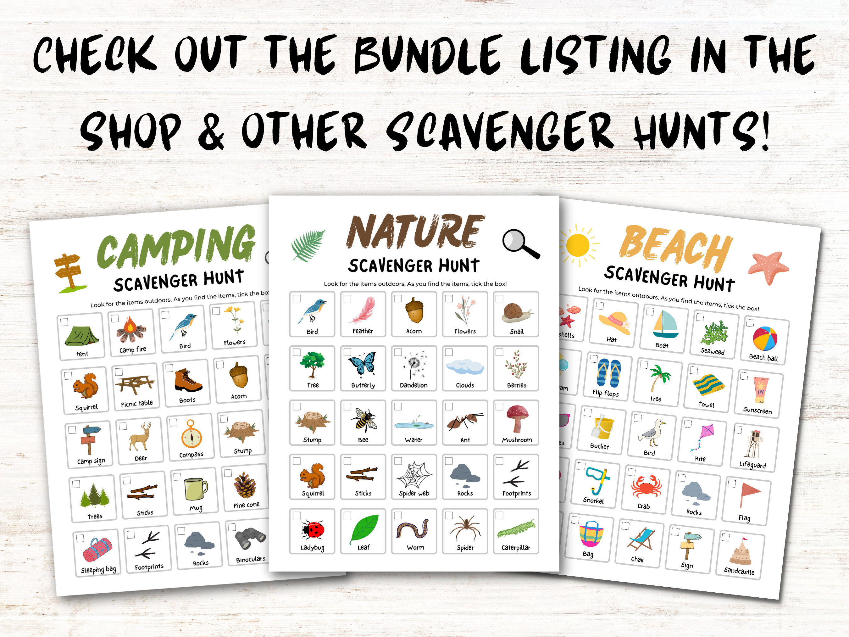 Beach Scavenger Hunt, Scavenger Hunt for Kids, Outdoor Treasure Hunt ...