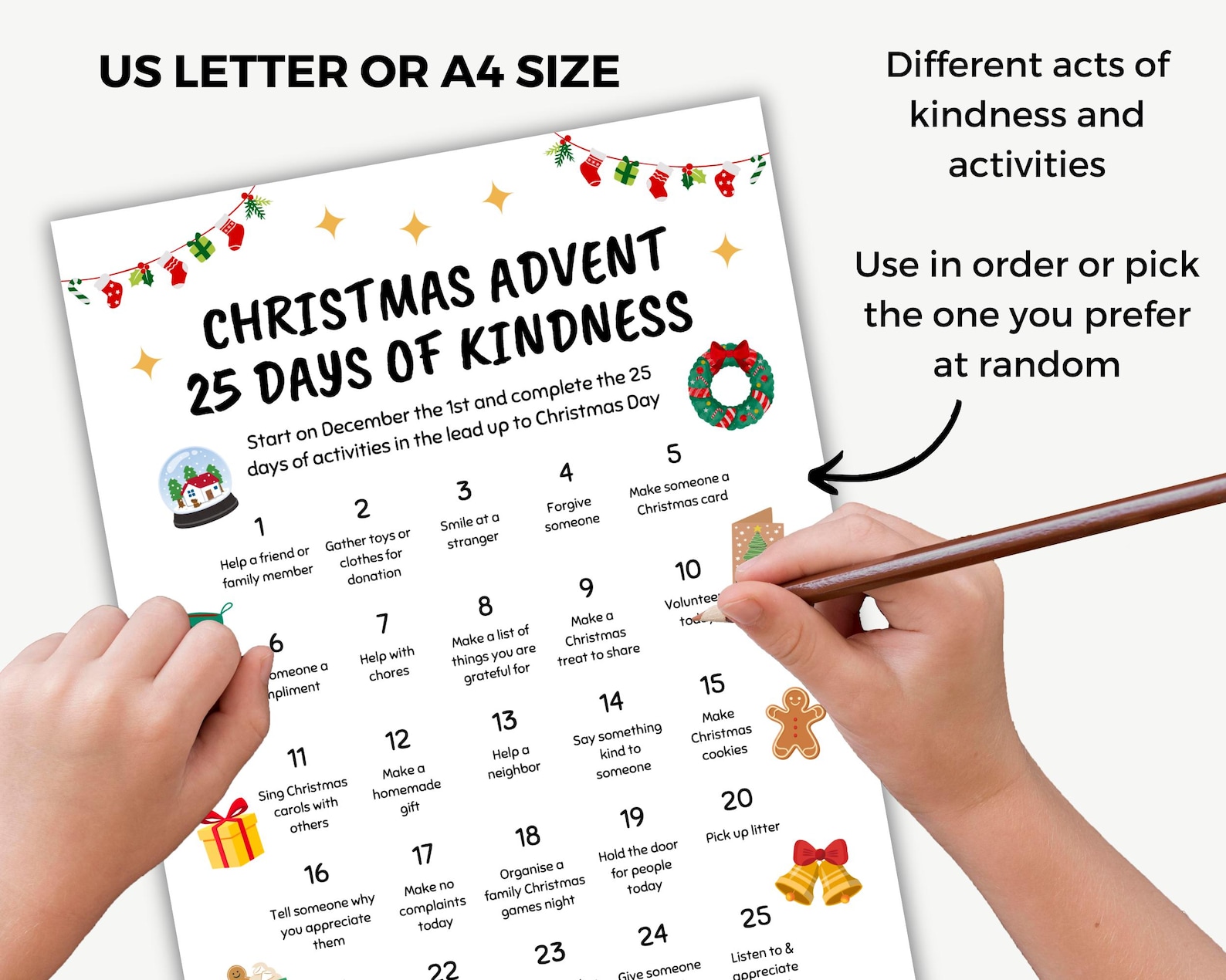 Christmas Countdown Advent Calendar, 25 Days of Christmas Activities ...