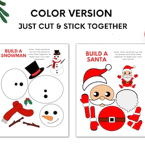 Christmas Build A Santa and Build A Snowman Craft Printable, Kids ...