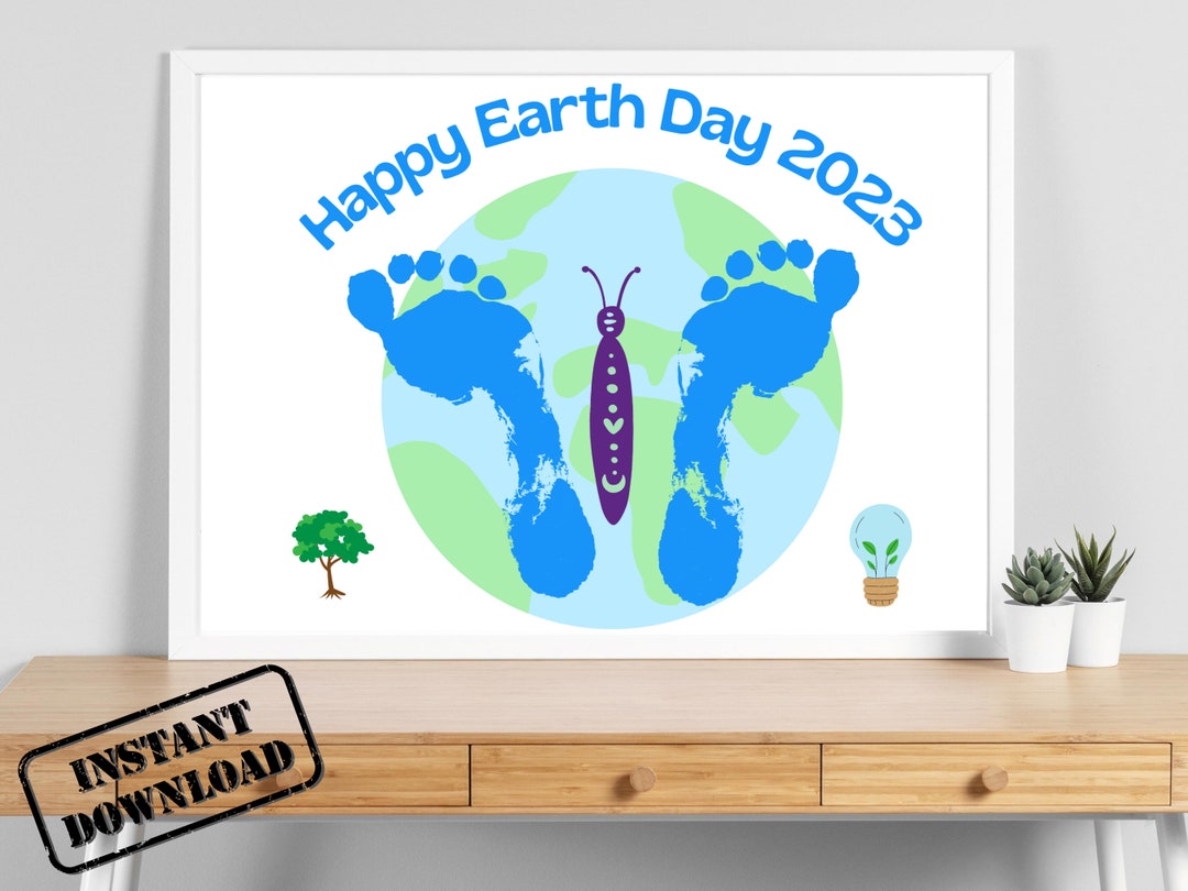 2023 Earth Day Footprint Art Printable Foot Print Kids Craft - Etsy UK