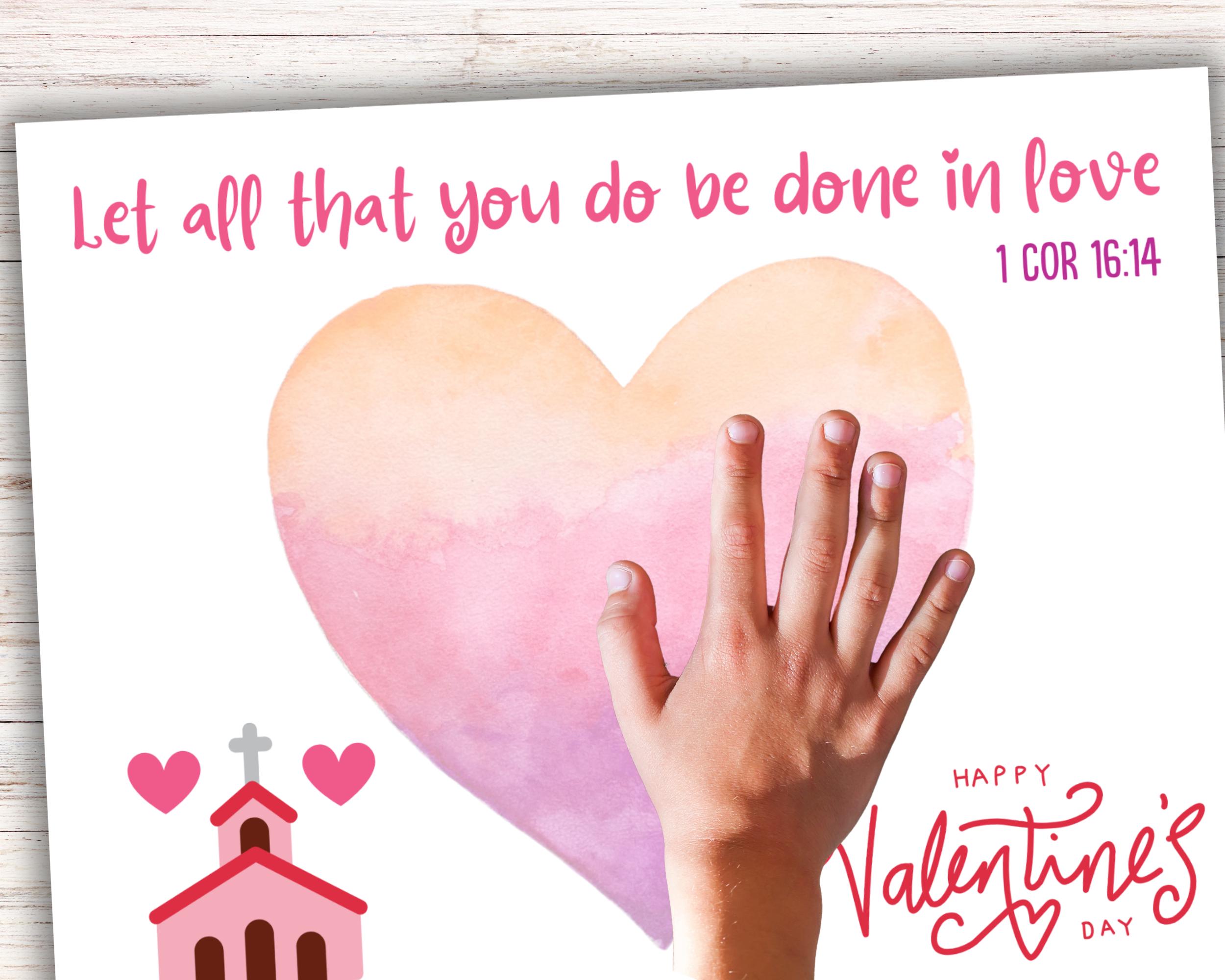 Valentine's Bible Handprint Craft, Christian Faith Based Art Printable ...