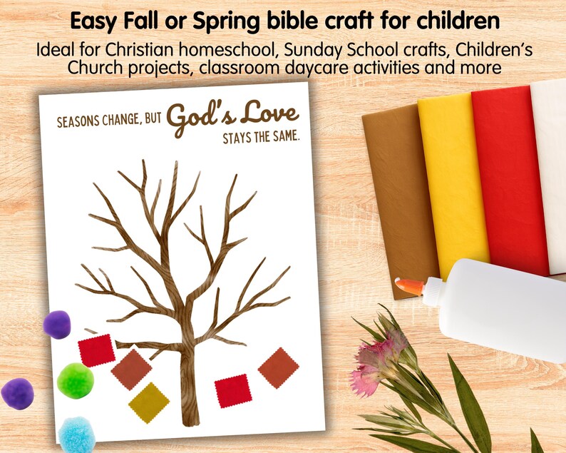Seasons Change Bible Craft, Kids Sunday School Tree Leaves Activity ...