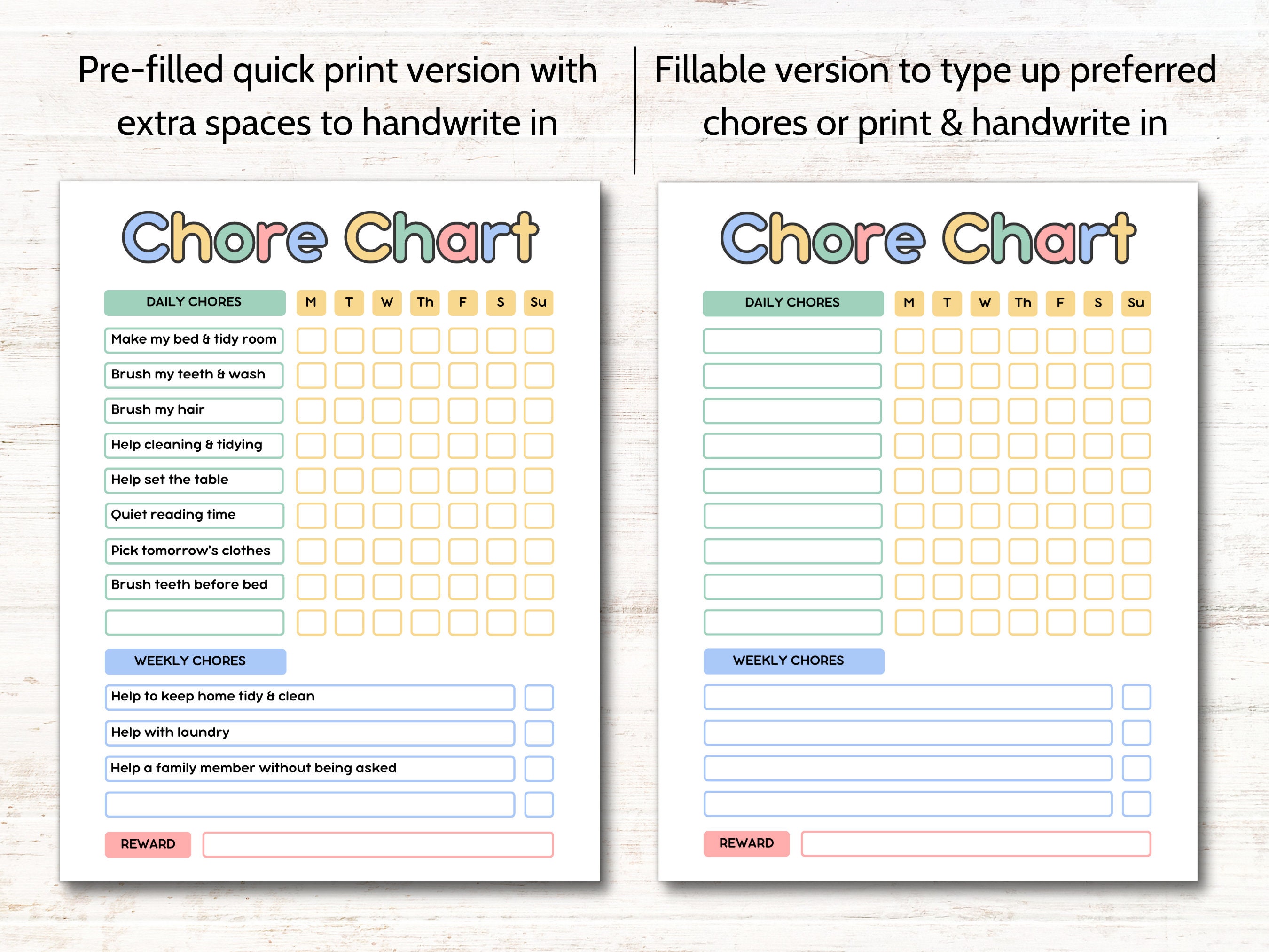 Kids Chore Chart, Chore Chart Printable, Kids Chore Tracker, Child ...