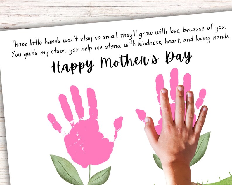 Mother's Day Handprint Craft, Happy Mothers Day Keepsake, Printable Mom ...
