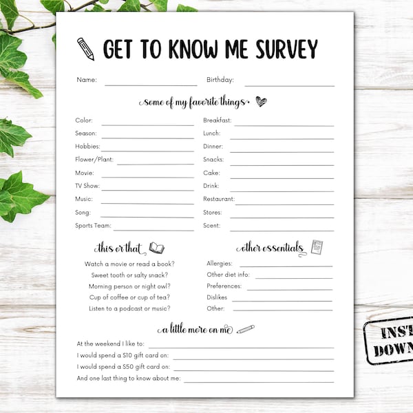 Get to Know Me Employee - Etsy