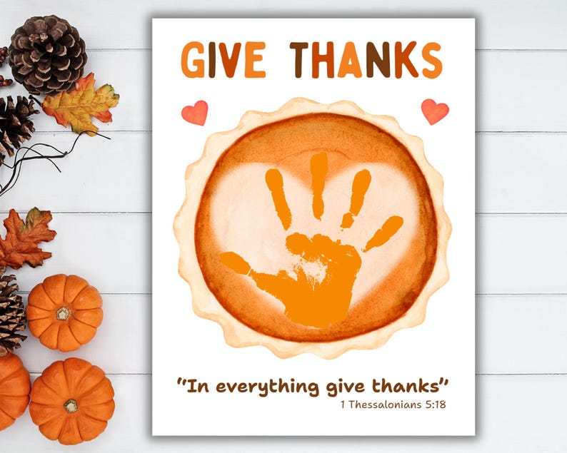 Pumpkin Pie Handprint Craft Printable, Christian Thanksgiving Bible ...