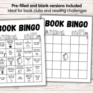 Book Bingo Reading Challenge, Book Reading Log Game, Books Read Tracker ...