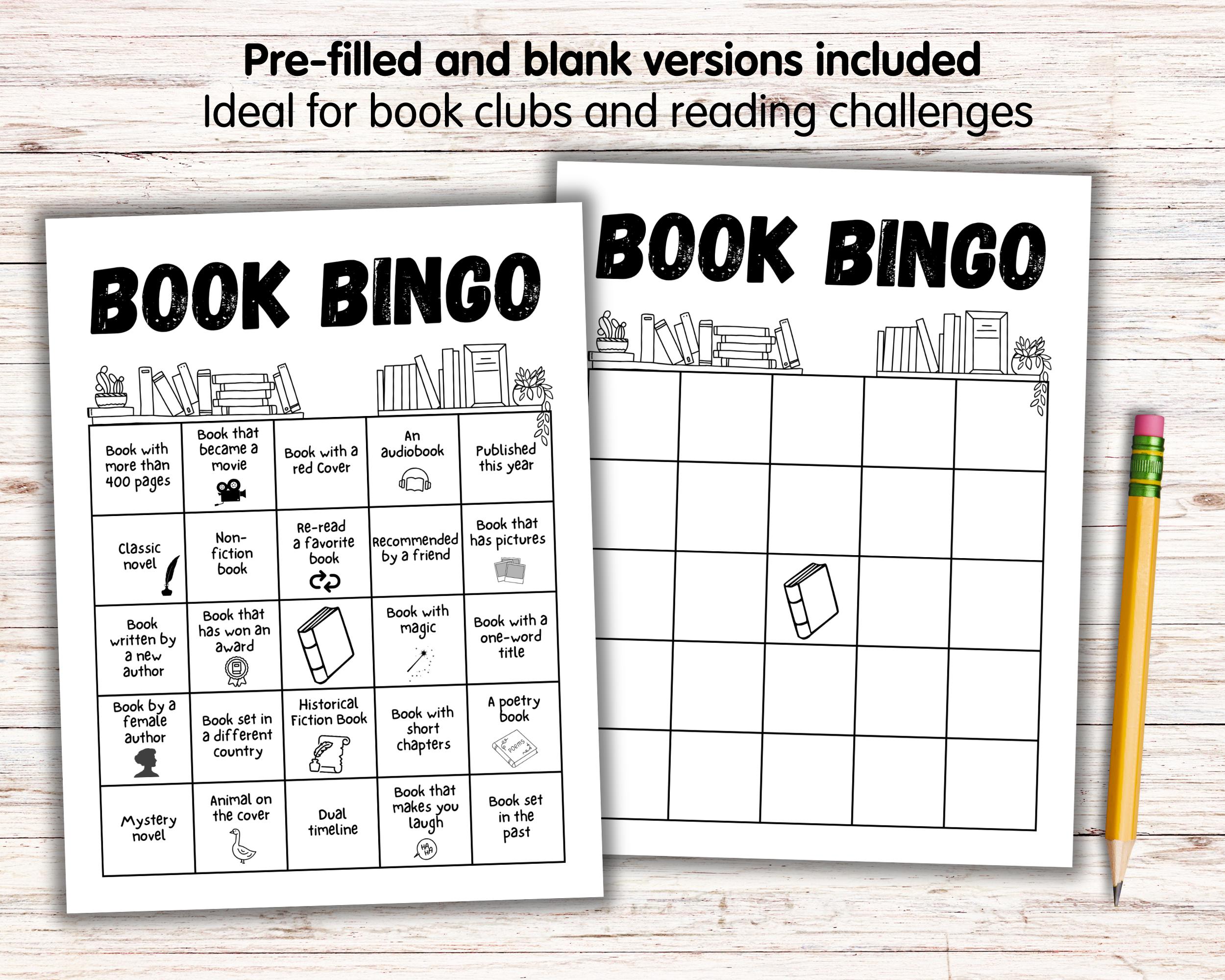 Book Bingo Reading Challenge, Book Reading Log Game, Books Read Tracker ...