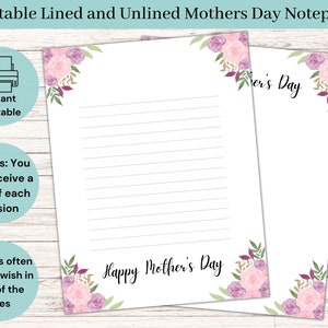 Mothers Day Letter Printable, Dear Mom Letter Stationery, Handwritten ...