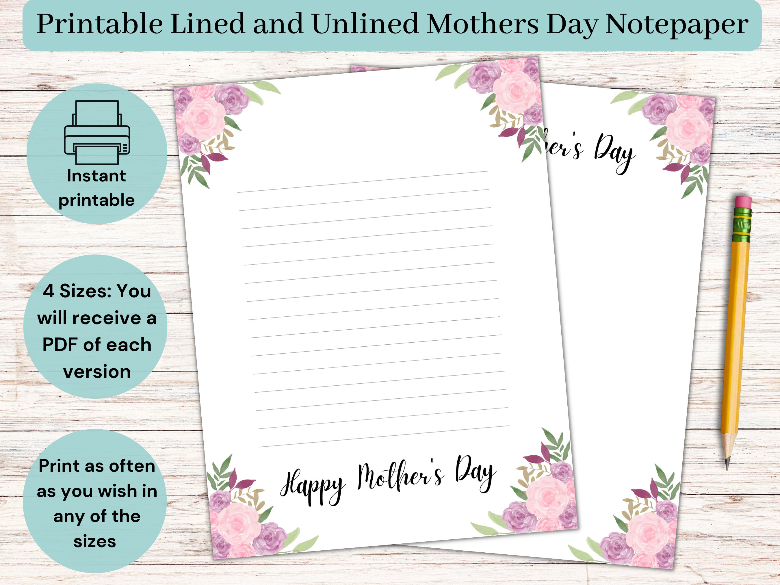 Mothers Day Letter Printable, Dear Mom Letter Stationery, Handwritten ...