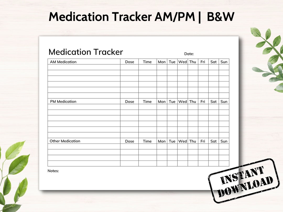 Medication Tracker Printable, Daily Medication Log, Weekly Medicine ...