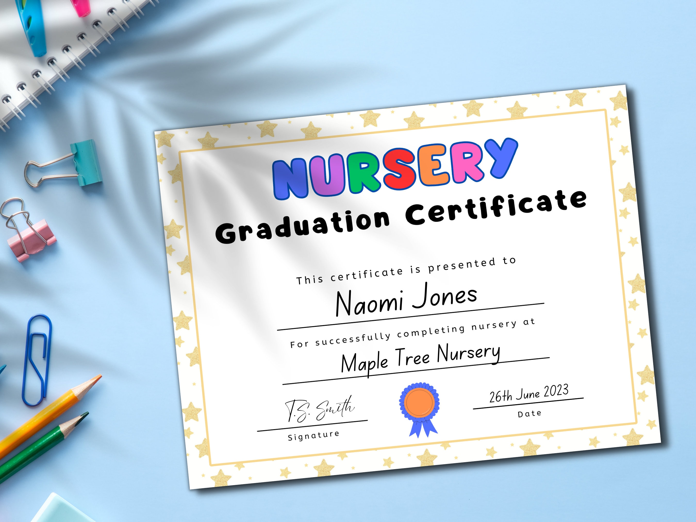 Nursery Graduation Diploma, Nursery Certificate Printable, Daycare ...