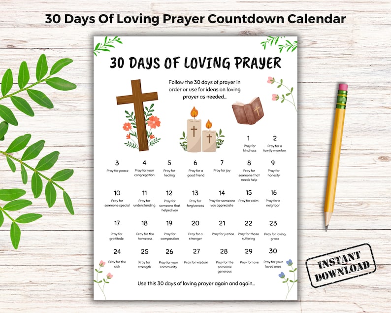 30 Days of Prayer Countdown Printable for Kids, Christian Pray ...