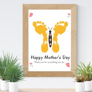 Mother's Day Butterfly Footprint Art, DIY Footprint Craft, Footprint ...