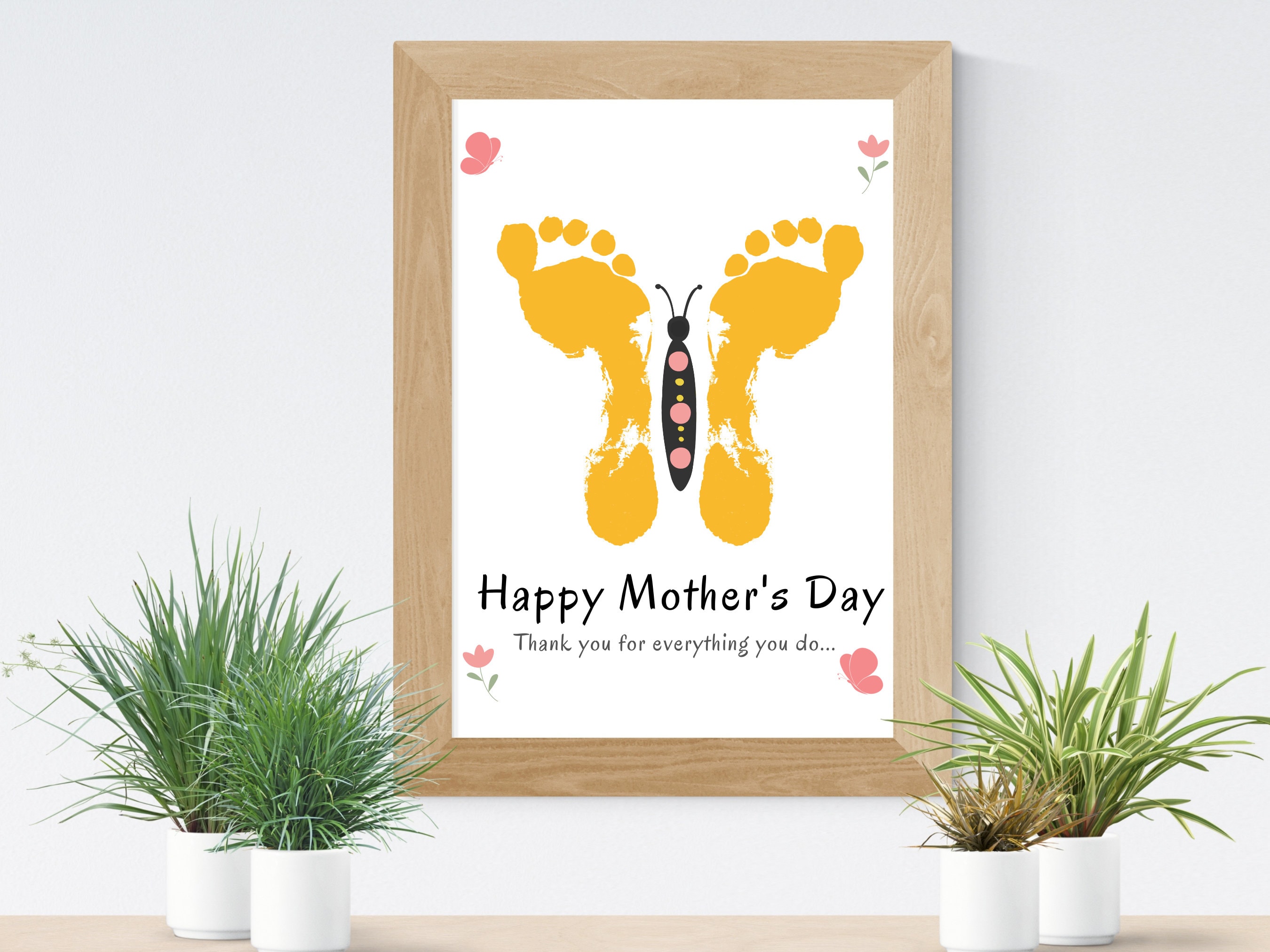 Mother's Day Butterfly Footprint Art, DIY Footprint Craft, Footprint ...