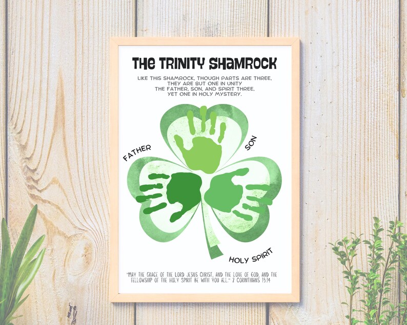 St. Patrick's Day Handprint Art, Shamrock Holy Trinity Craft Keepsake ...