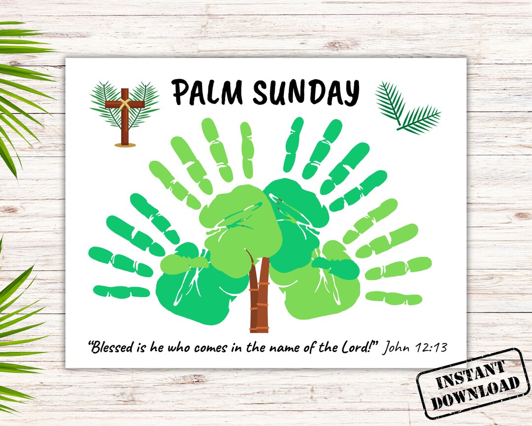 Palm Sunday Handprint Craft Art Printable, Sunday School Bible Lesson ...