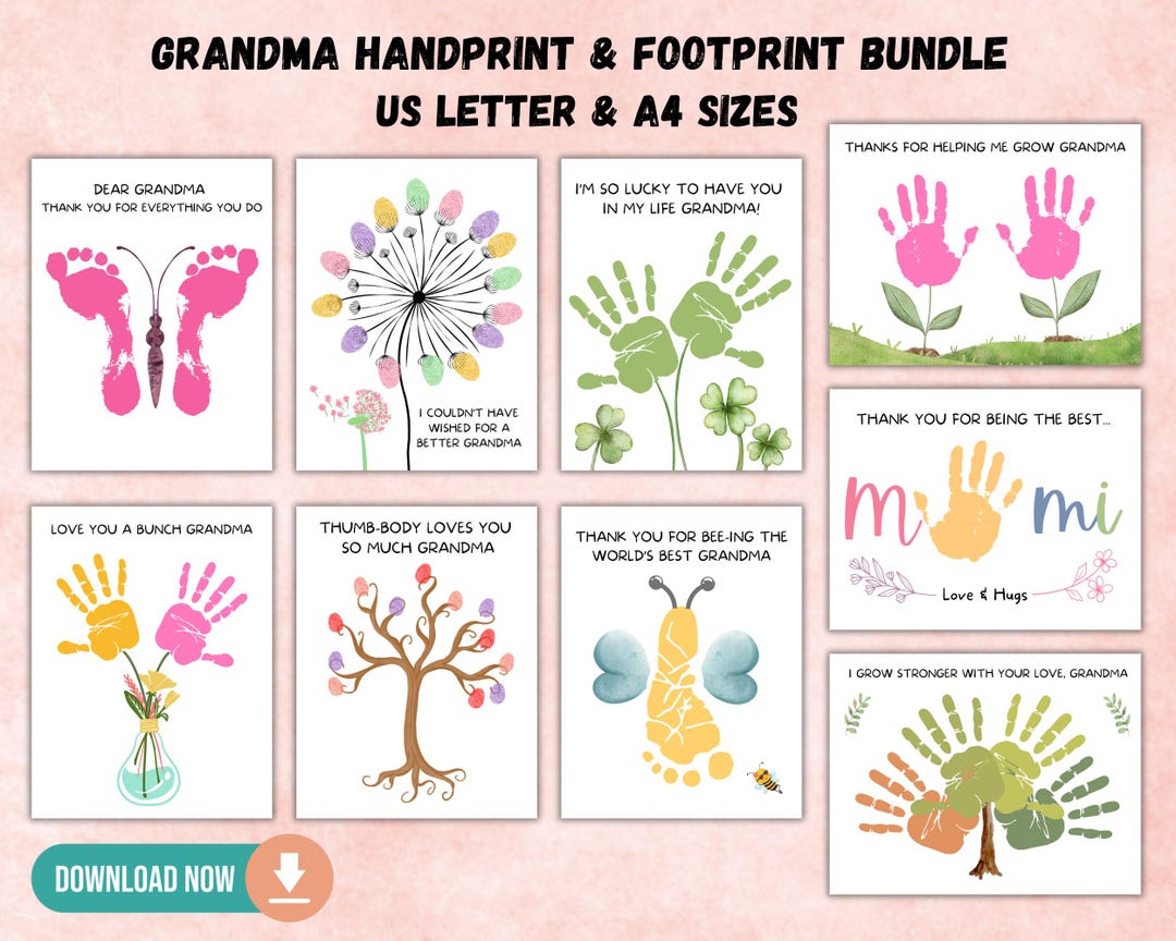 Grandma Handprint Craft Printable, Grandmother Kids Art Bundle, Mimi ...
